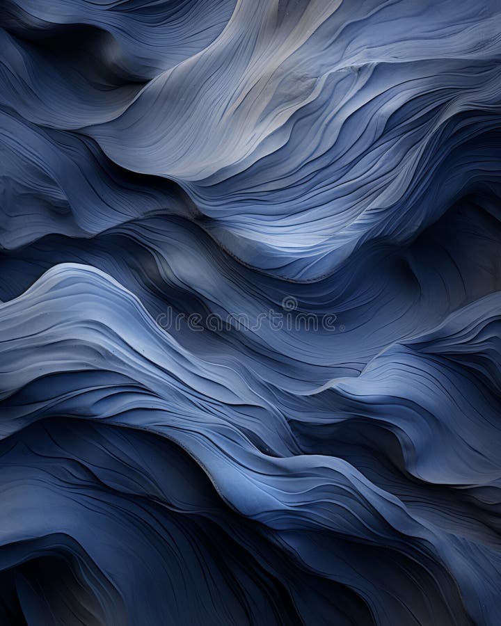 An Abstract Blue Wave Pattern on a Black Background Stock Illustration ...