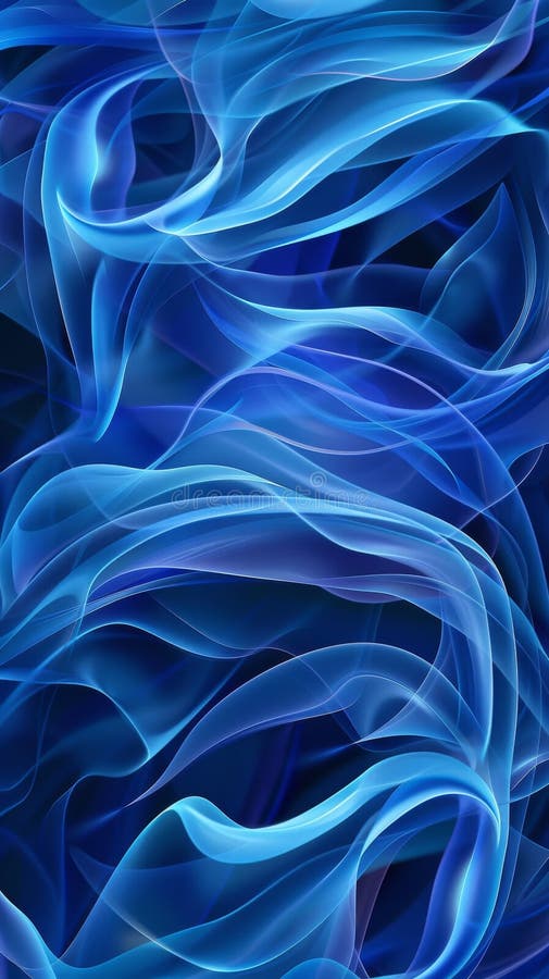 Abstract Blue Wave Pattern on Dark Background, Flowing and Smooth ...
