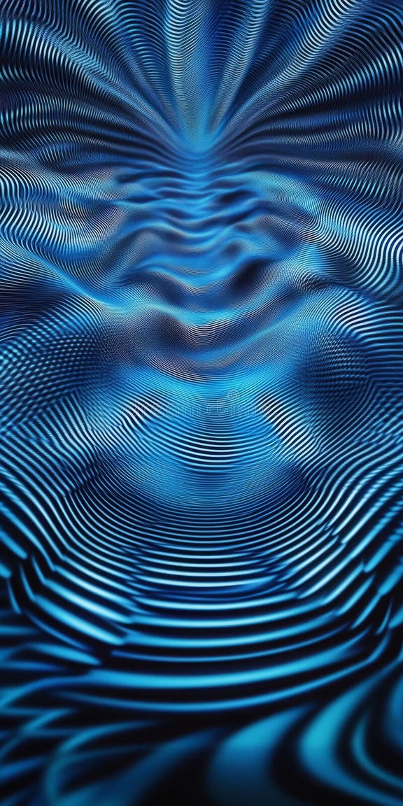 Abstract Blue Wave Pattern with Dynamic Lines and Optical Illusion Effect Stock Illustration ...