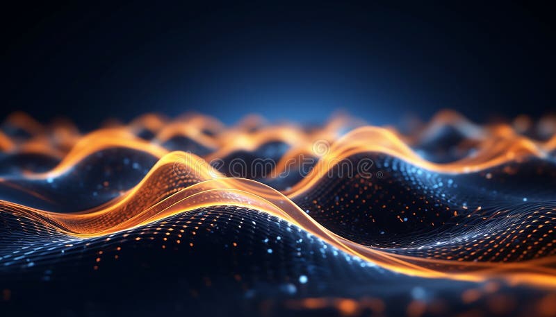 Abstract Blue Wave Pattern in Futuristic Computer Generated ...