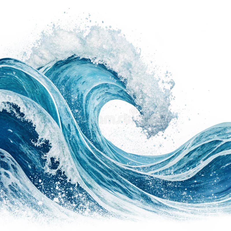 Abstract Blue Wave Pattern Isolated on White Background Stock ...