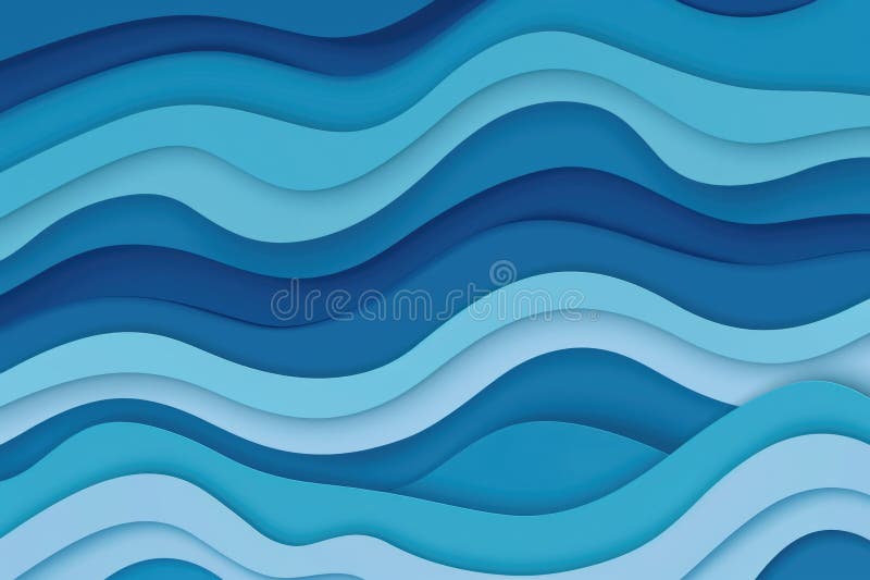 Abstract Blue Wave Pattern with Layered Curved Lines in Various Shades ...