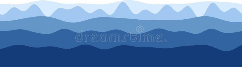 Abstract Blue Wave Pattern with Layered Mountain Silhouette Design ...