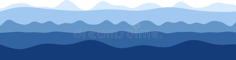 Abstract Blue Wave Pattern with Layered Ocean and Mountain Design Stock ...
