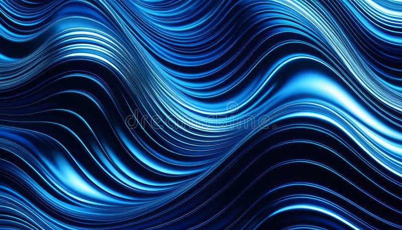 Abstract Blue Wave Pattern with Shiny Metallic Texture Stock Photo ...