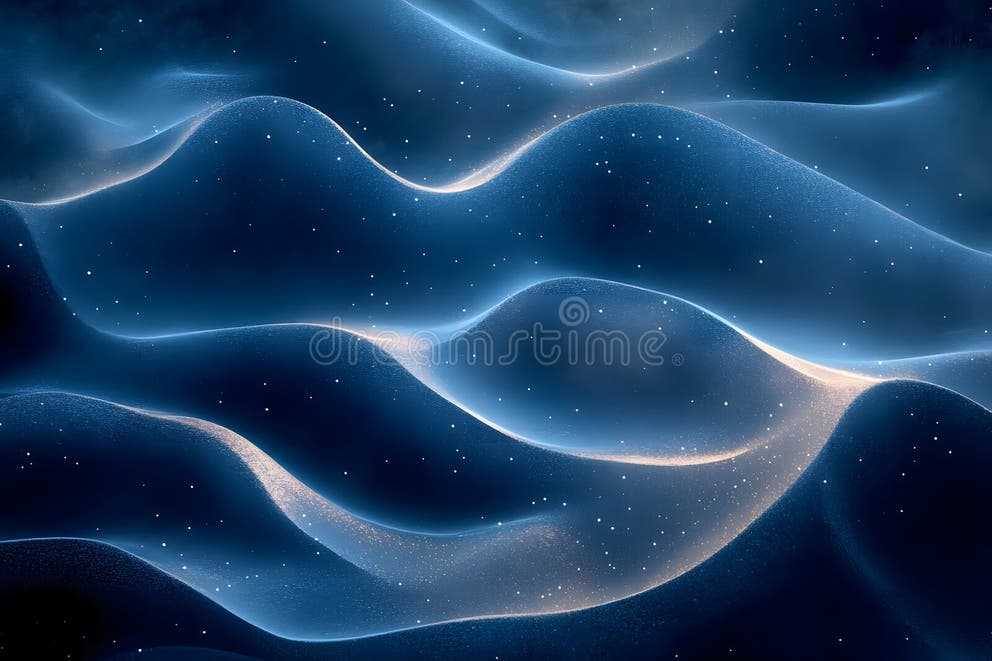 Abstract Blue Wave Pattern with Starry Night Sky for Modern Design ...