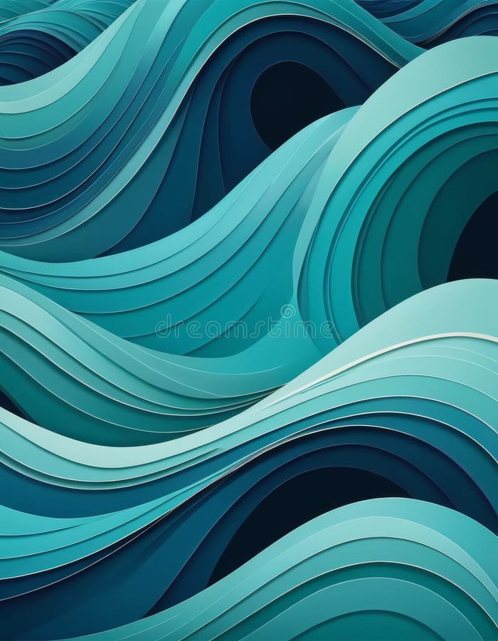 Abstract Blue Wave Patterns Stock Illustration - Illustration of serene ...