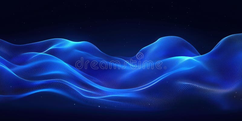 Abstract Blue Wave Patterns with Glowing Effects and Starry Background ...