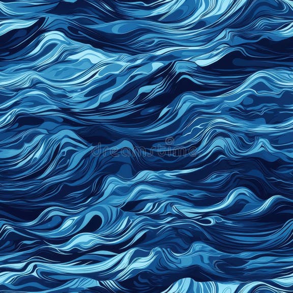 Abstract Blue Wave Patterns in Ocean Inspired Design Stock Illustration ...