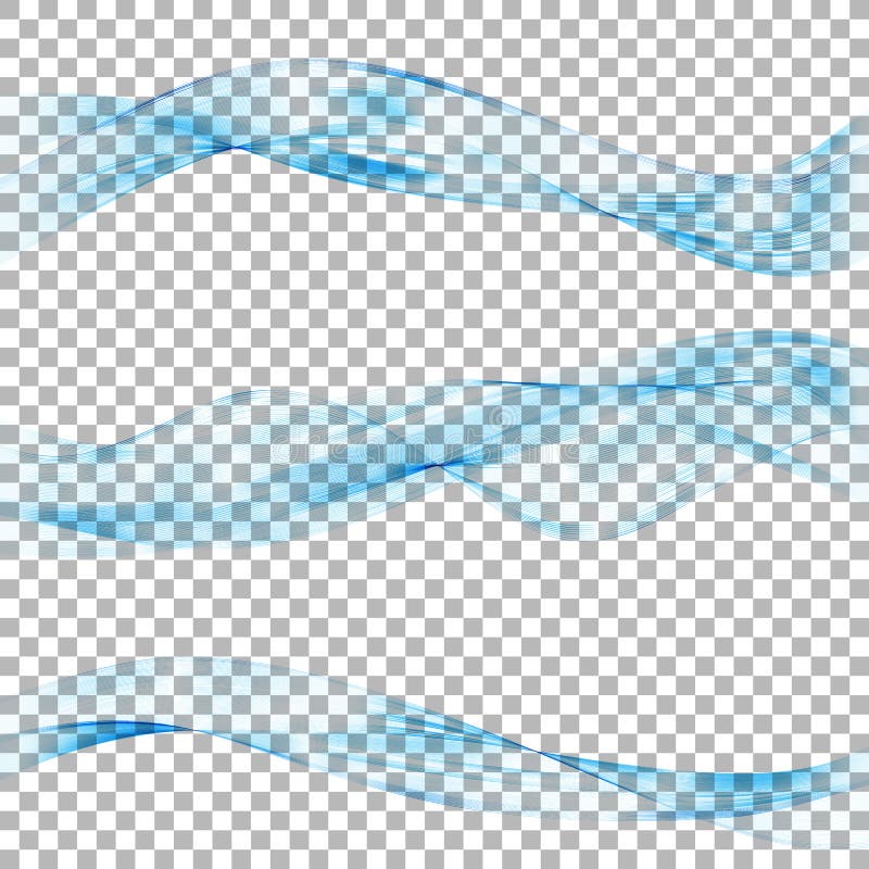 Abstract Blue Wave Set on Transparent Background. Vector Illustration ...