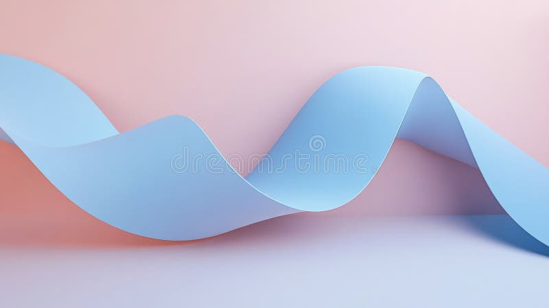 Abstract Blue Wave Shape on Pink Background, Minimal Design Art. Modern ...