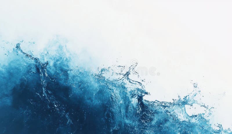Abstract Blue Wave Splashing on White Background Stock Illustration ...