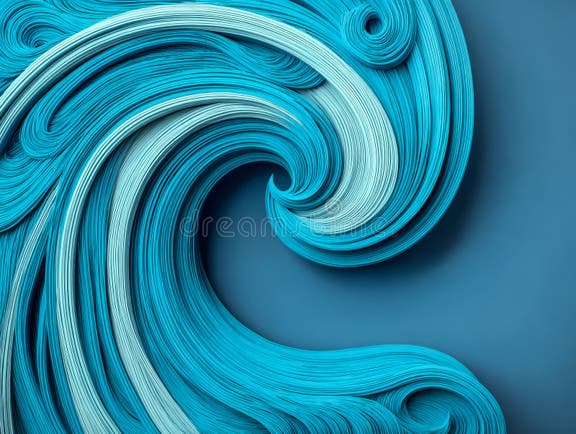 Abstract Blue Wave Swirl Design with Layers of Textured Lines Creating ...