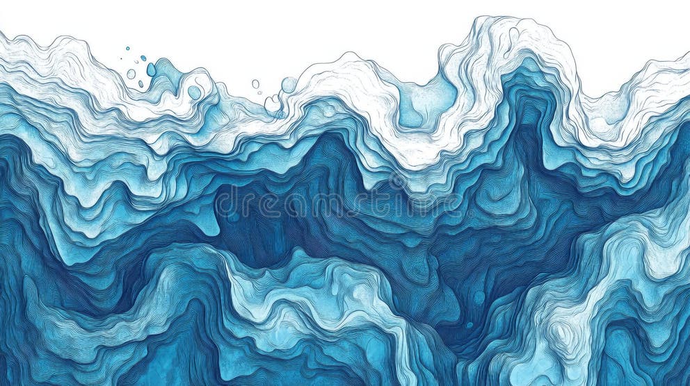 Abstract Blue Wave Texture Background Stock Illustration - Illustration ...