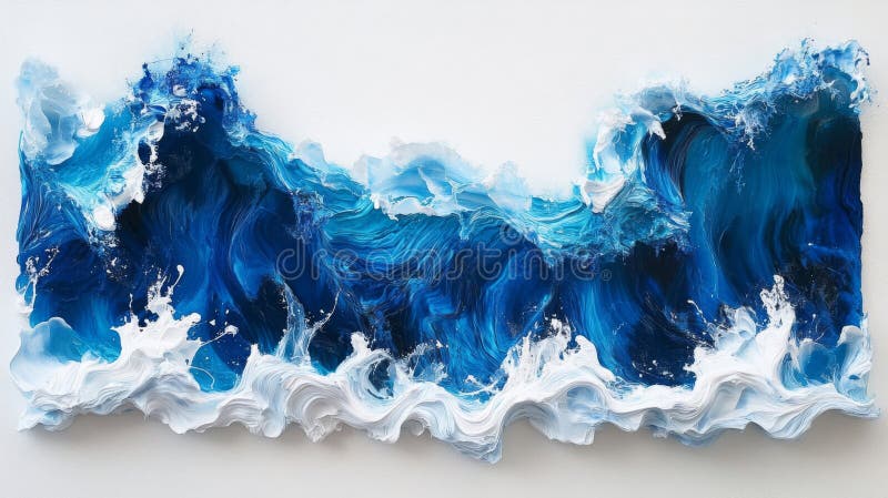 Abstract Blue Wave Texture Painting Stock Illustration - Illustration ...