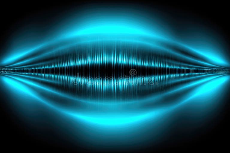 Abstract Blue Waveform Light Pattern with Symmetrical Reflections Stock ...