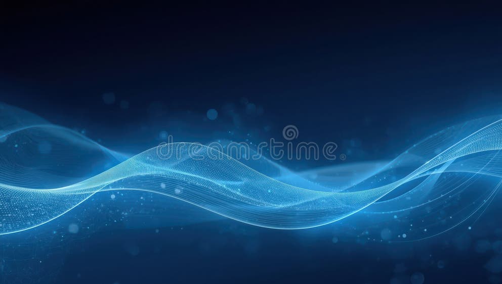 Abstract Blue Waveform with Subtle Particles and Light Effects Stock ...