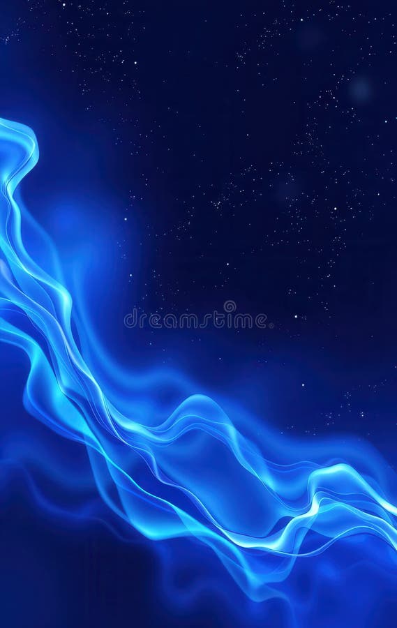 Abstract Blue Waves Against Dark Background with Stars Stock ...