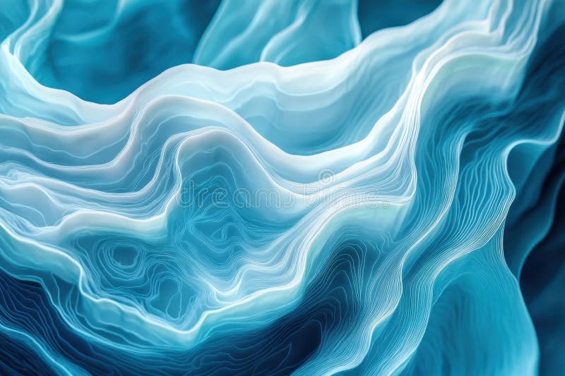 Abstract Blue Waves Create a Soothing Visual of Flowing Shapes and ...