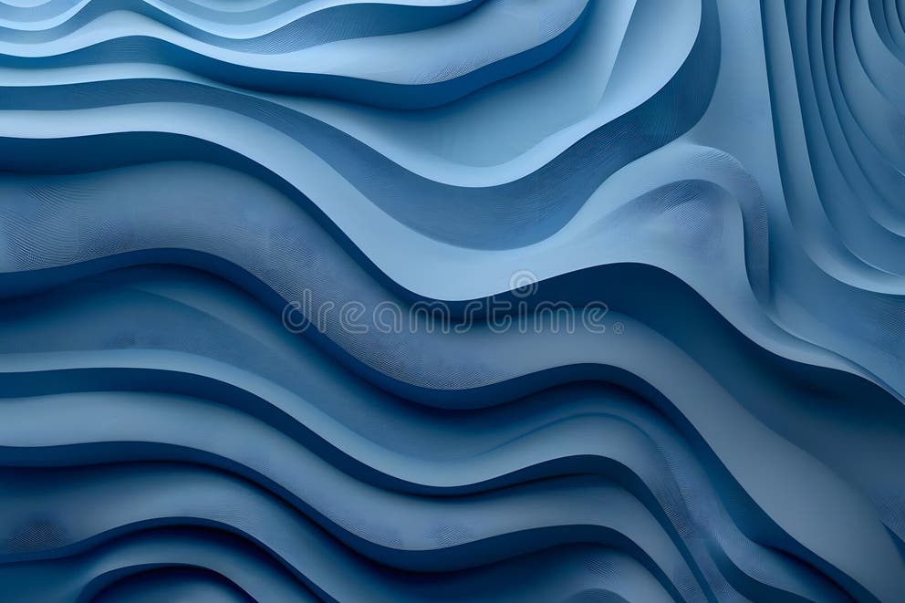 Abstract Blue Waves, 3D Render of Seamless Flowing Curves and ...