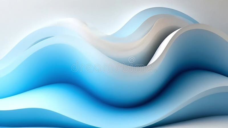 Abstract Blue Waves, 3D Render, White Background, Flowing Design ...