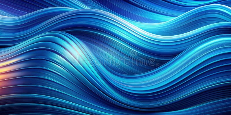 Abstract Blue Waves 3D Rendered, Curving Lines, Digital Art, Flowing ...