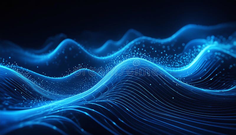 Abstract Blue Waves Dance and Flow, Creating a Mesmerizing, Futuristic ...