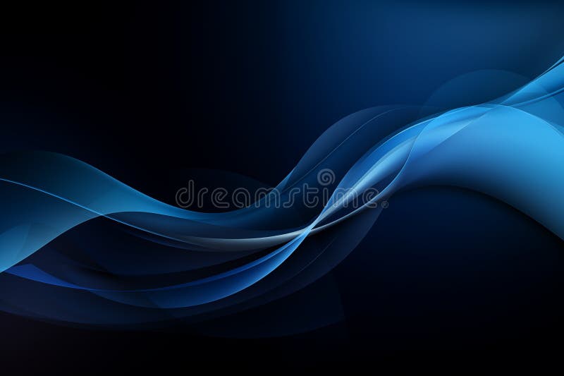 Abstract Blue Waves on Dark Background Design Stock Illustration ...