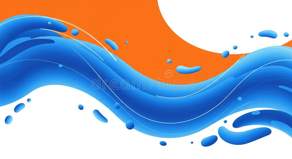 Abstract Blue Waves - Data Stream Concept. Orange White Presentation ...