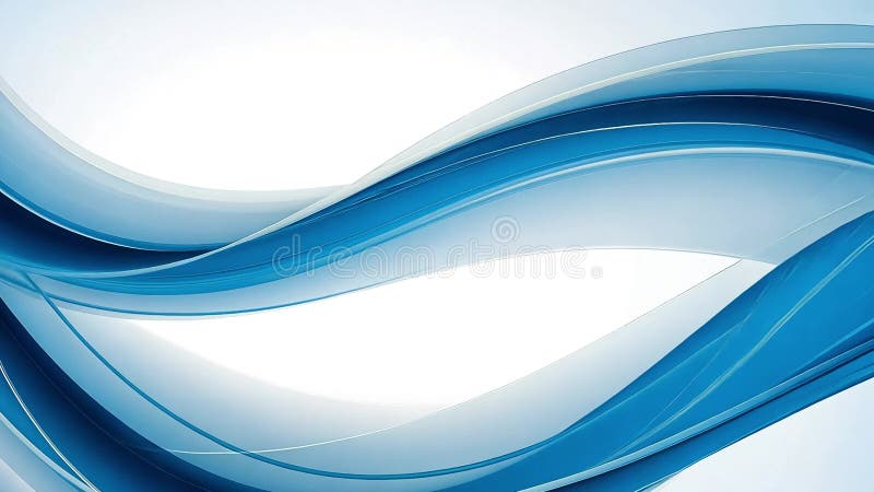 Abstract Blue Waves Flow Gracefully on a White Background, Creating a ...