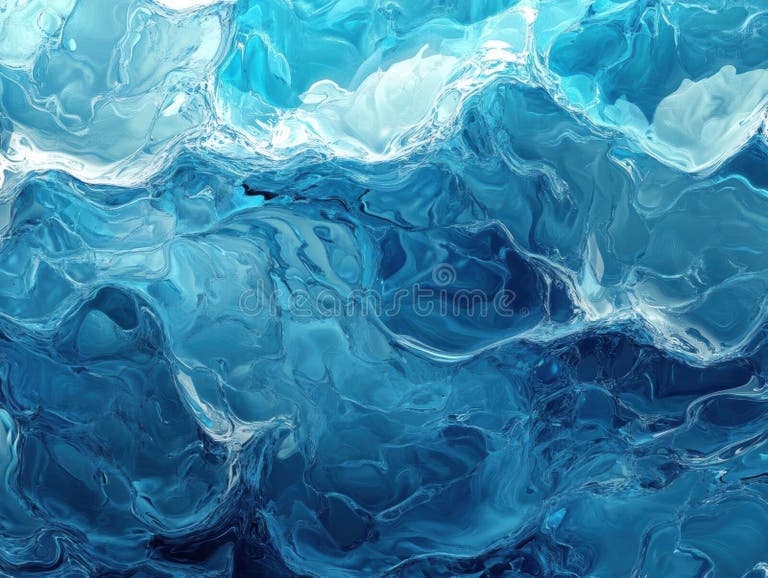Abstract Blue Waves Flow Smoothly, Creating a Fluid Oceanic Texture ...