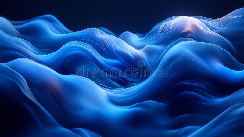 Abstract Blue Waves Forming Flowing Patterns, Ethereal and Serene ...