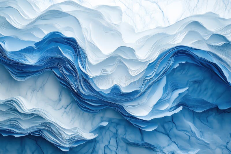 Abstract Blue Waves, Layered Paper Texture, Smooth Curves, Artistic ...