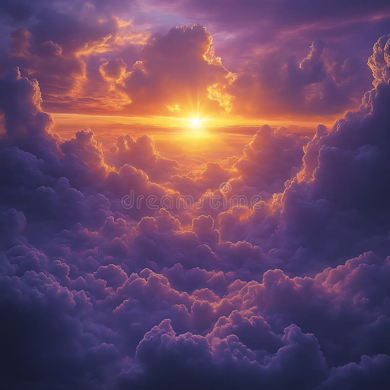 Above Clouds: Golden Sunrise for Heaven View Stock Image - Image of ...