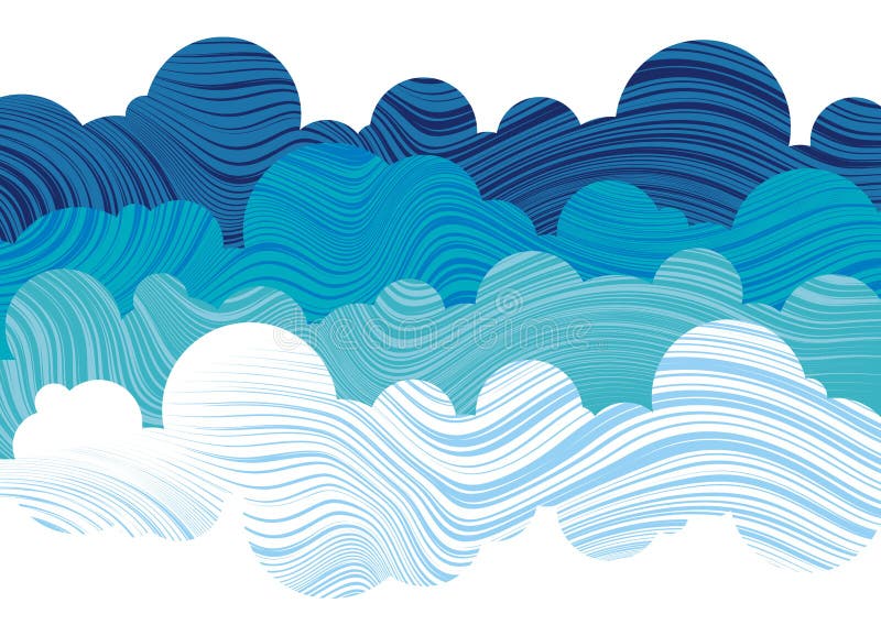 Abstract Blue Waves from Lines. Vector Clouds Stock Illustration ...