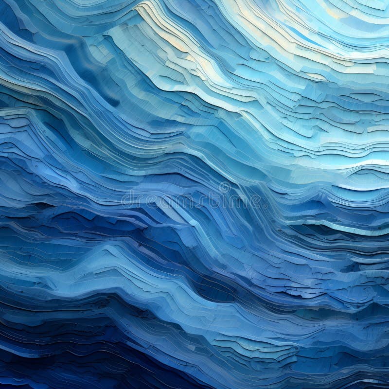 Abstract Blue Waves: Multilayered Texture in Surreal 3d Landscape Stock ...