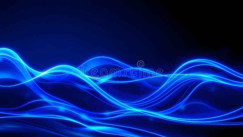 Abstract Blue Waves with Neon Highlights and Dark Background for High ...