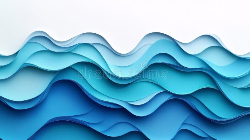 Abstract Blue Waves Paper Cut Design Stock Illustration - Illustration ...
