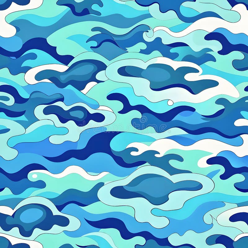 Abstract Blue Waves Pattern Stock Illustration - Illustration of blue ...