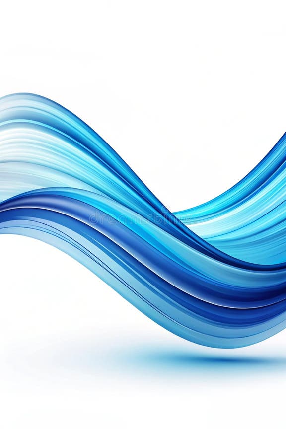 Abstract Blue Waves with Shadow on White Background Stock Illustration ...