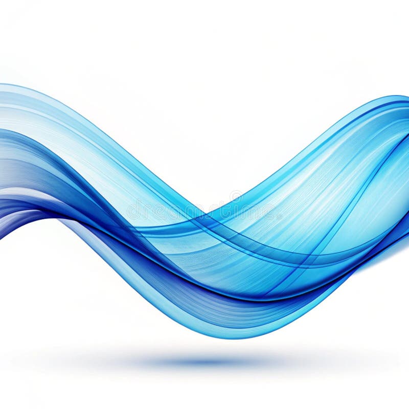 Abstract Blue Waves with Shadow on White Background Stock Illustration ...