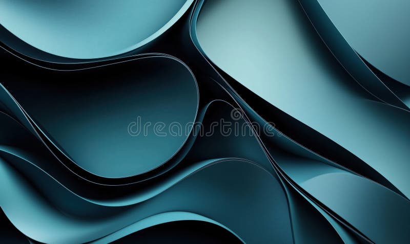 Abstract Blue Waves, Smooth Curves, Modern Design, Digital Art Stock ...