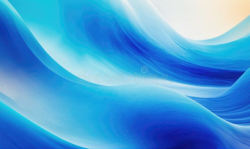Abstract Blue Waves with a Soft Light in the Background Stock ...