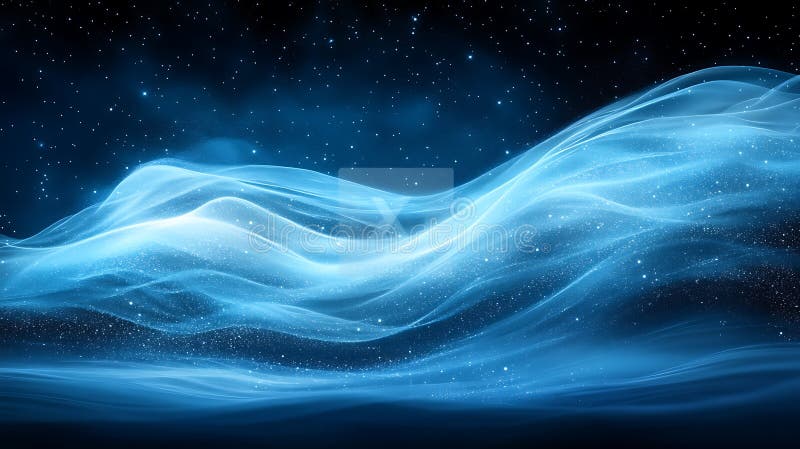 Abstract Blue Waves and Sparkling Celestial Dust Stock Image - Image of ...