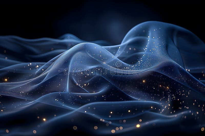 Abstract Blue Waves with Sparkling Lights - Design for Digital Art and ...