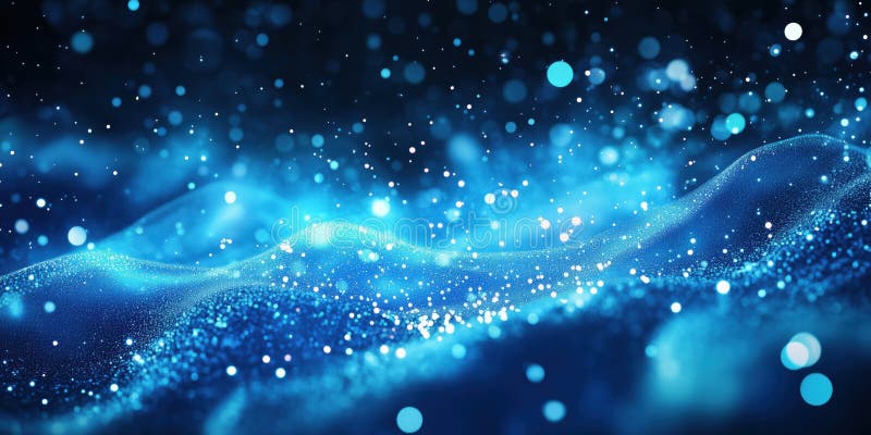 Abstract Blue Waves with Sparkling Particles Creating a Dreamy ...