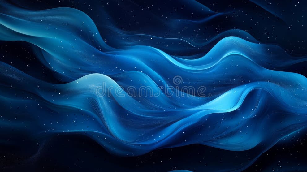 Abstract Blue Waves and Sparkling Starscape Stock Illustration ...