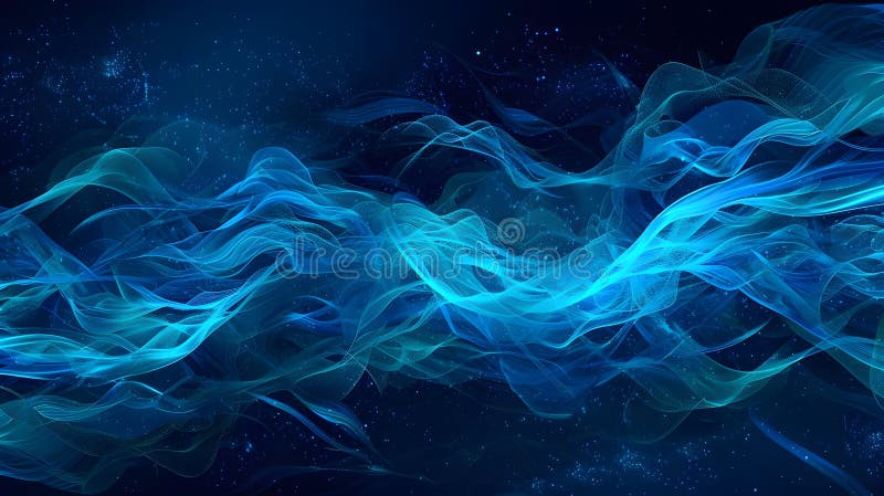Abstract Blue Waves with Starry Sky Background Stock Illustration - Illustration of wave, starry ...