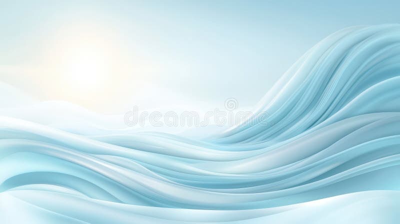 Abstract Blue Waves and Sun, Serene Ocean or Sky Backdrop for Artistic ...