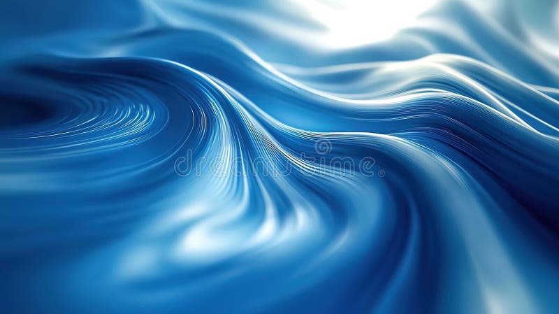 Abstract Blue Waves Swirling in Smooth, Fluid Patterns Creating a ...